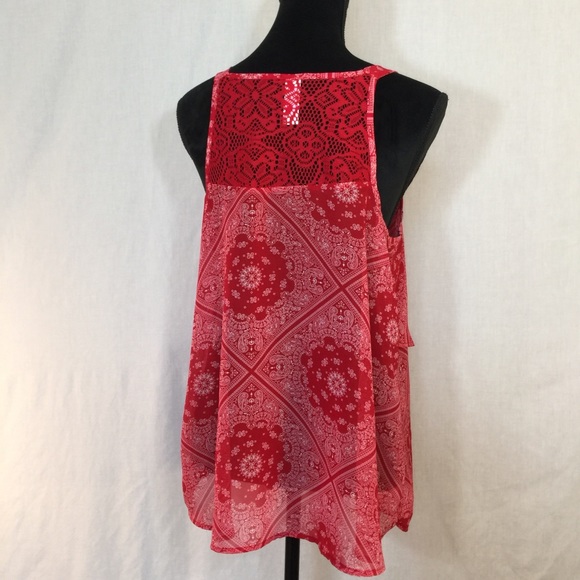 No Boundaries | Tops | Red Tiered Bandana Print Boho Top | Poshmark